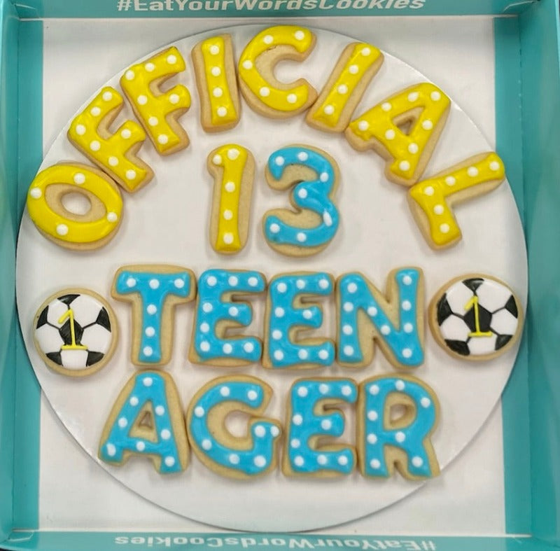 Birthday Milestone Official Teenager Cookies – Eat Your Words Custom ...